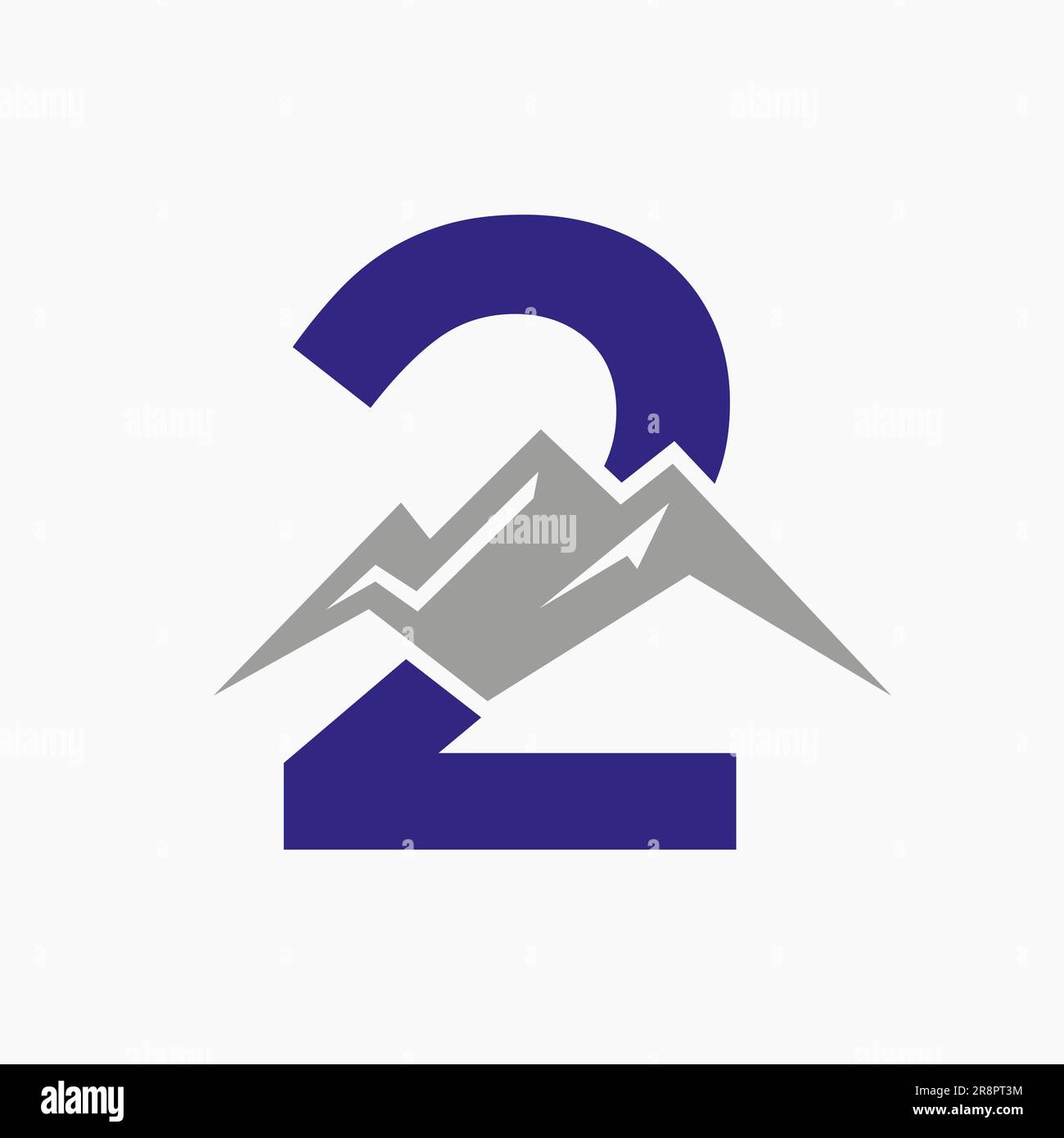 Letter 2 Mount Logo. Mountain Nature Landscape Logo Combine With Hill ...