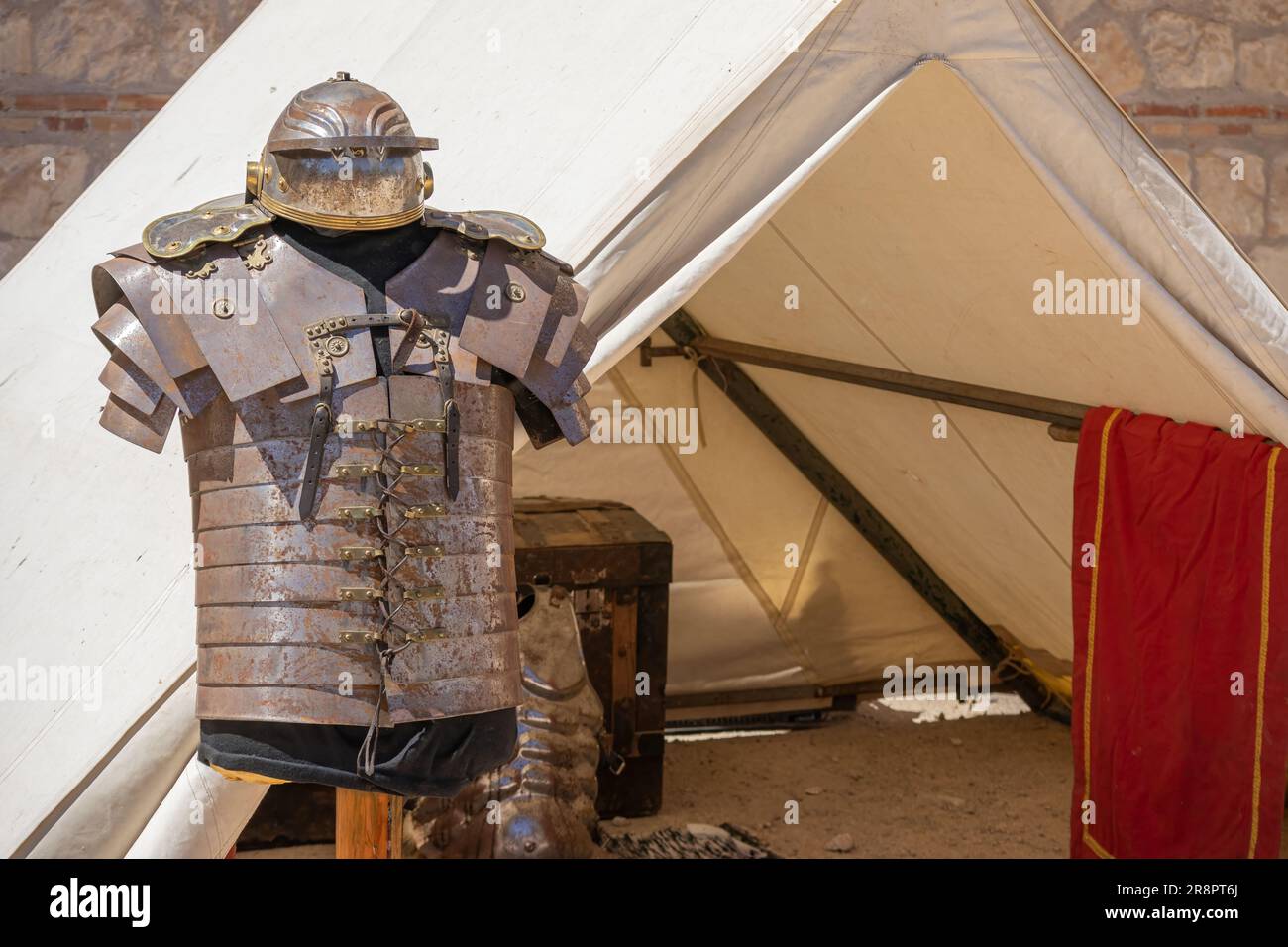 horizontal view in foreground of an exhibitor with armor and imperial ...