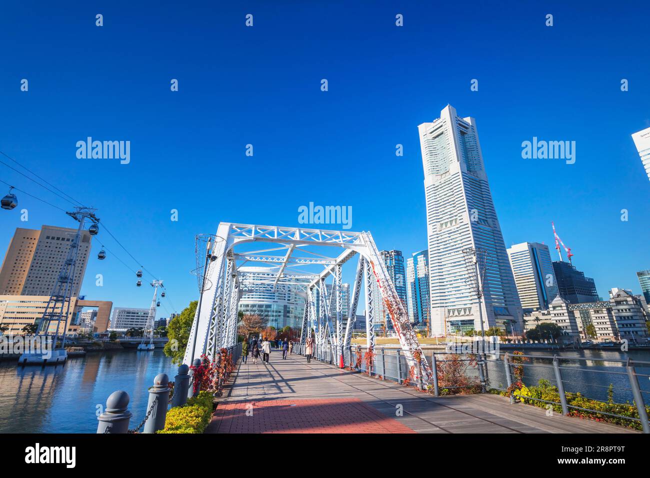 Train Path and Yokohama Landmark Tower Stock Photo - Alamy