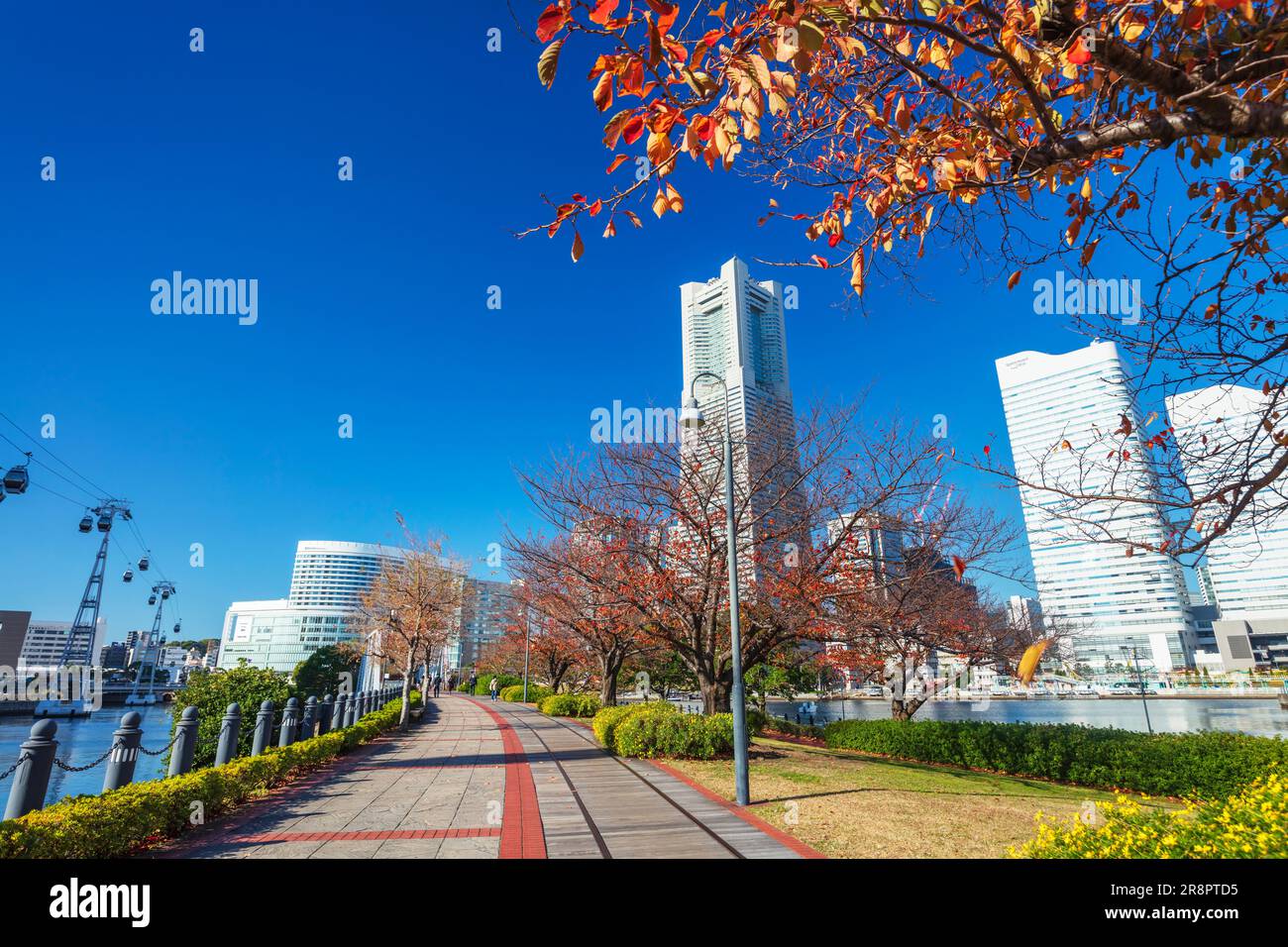 Train Path and Yokohama Landmark Tower Stock Photo - Alamy