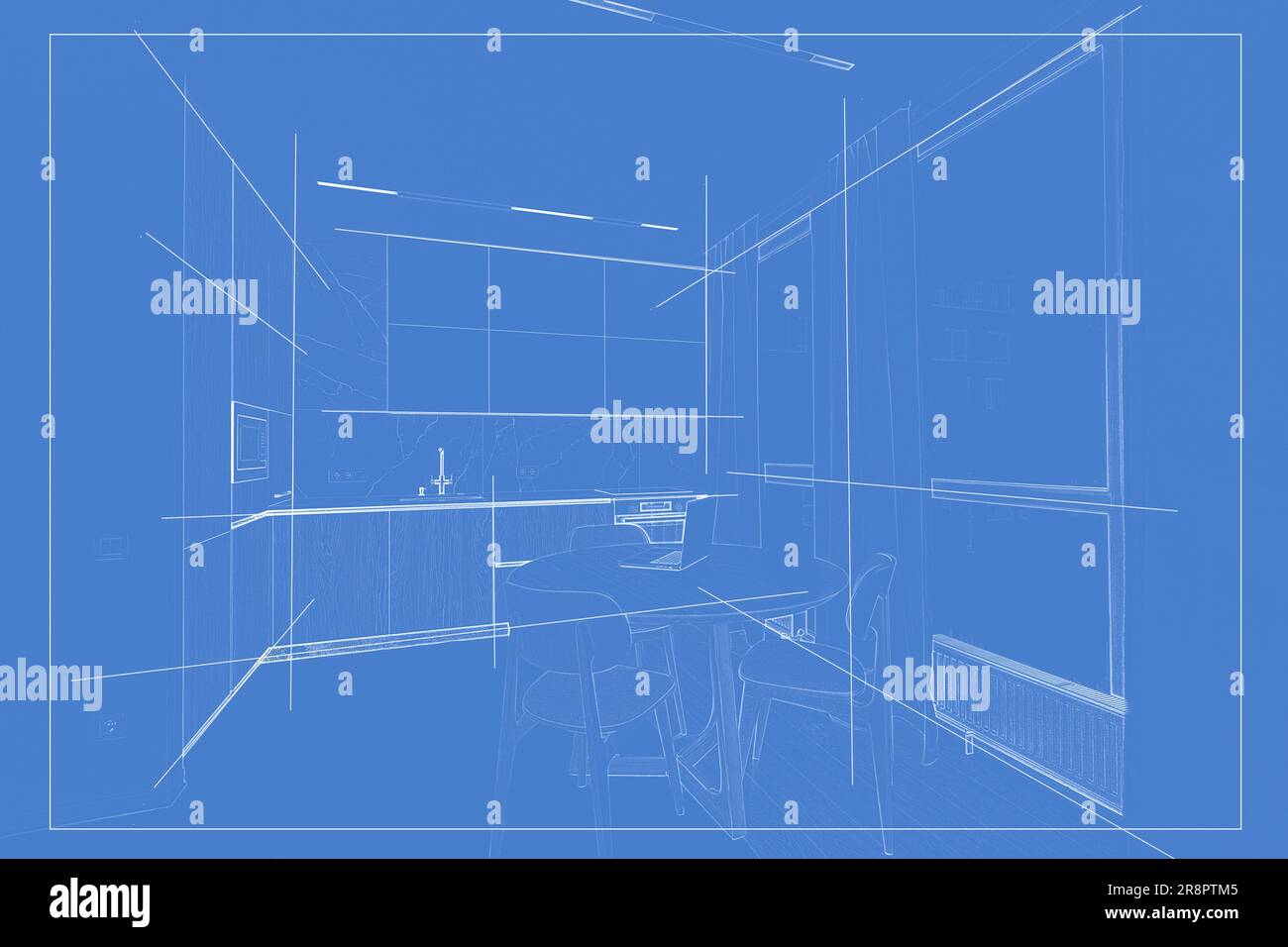 Linear sketch of an interior. Hand drawn illustration of a sketch style ...