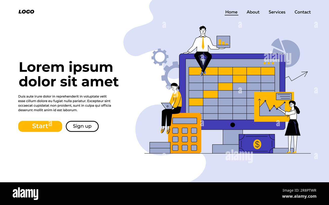 Preparation for bookkeeping report flat vector illustration Stock ...