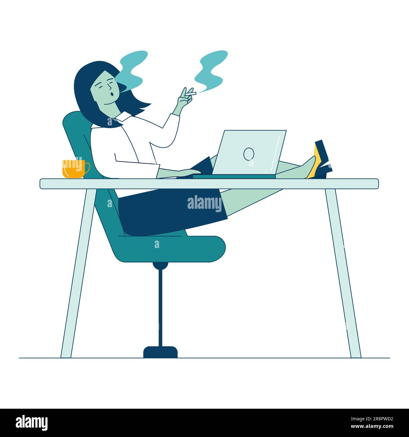Employee smoking at workplace Stock Vector Image & Art - Alamy