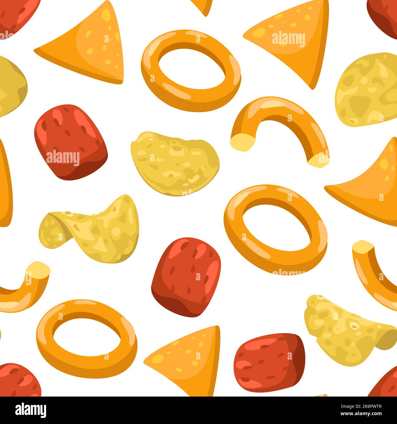Potato chips pattern seamless print of crunchy crispy salted snack hi ...