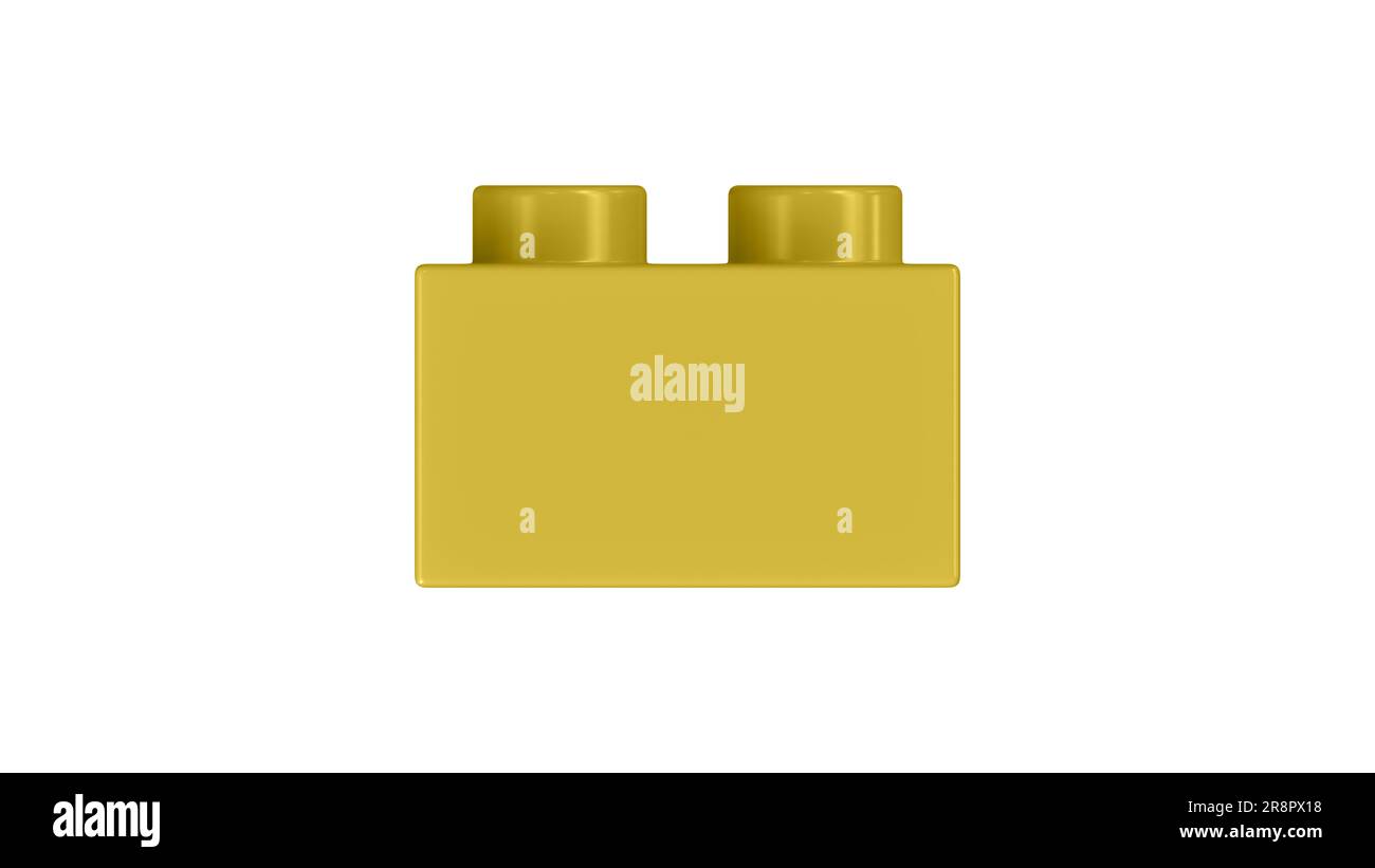 Old Gold Lego Block Isolated on a White Background. Close Up View of a ...