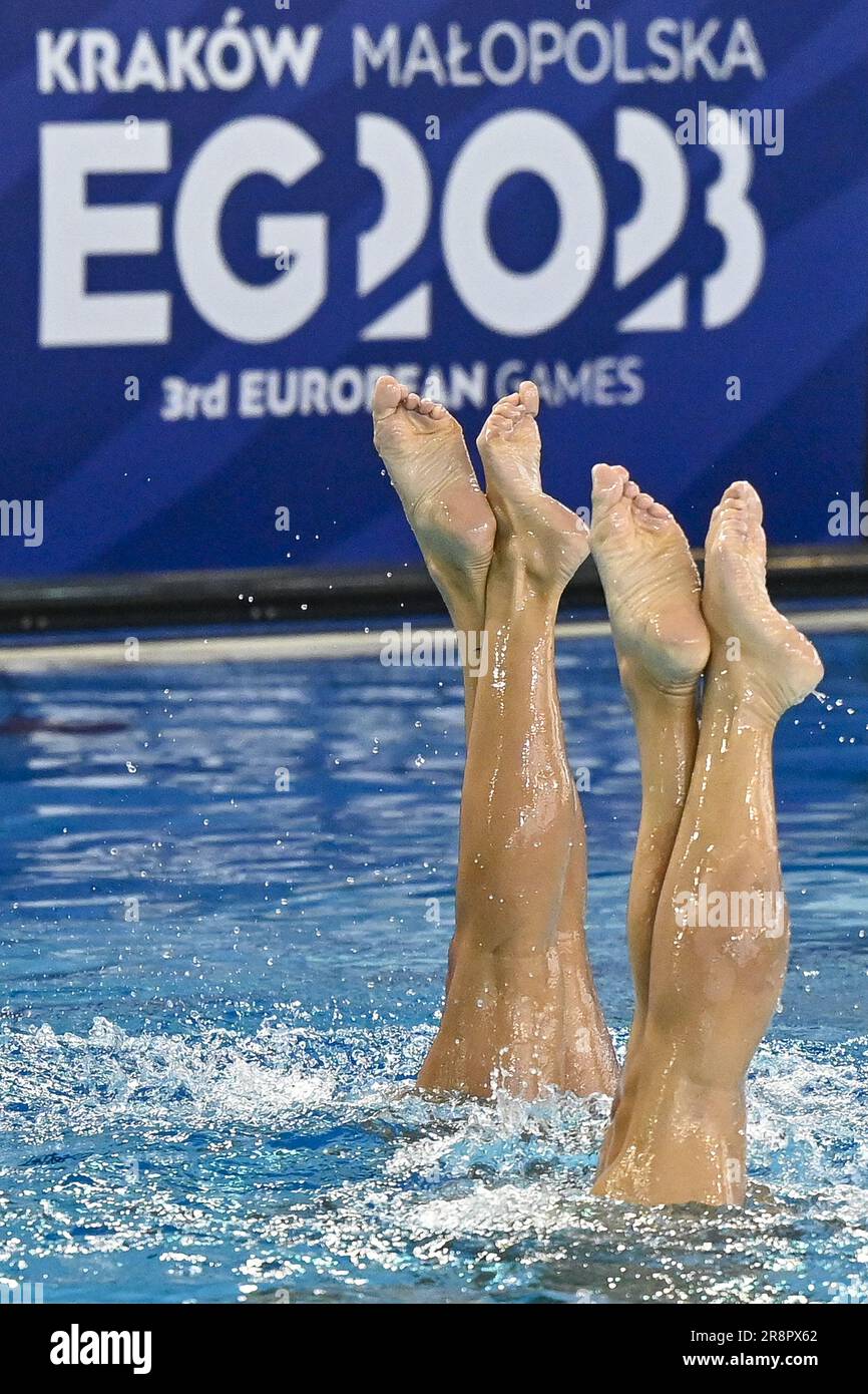 Krakow, Poland. 22nd June, 2023. The legs of Artistic Swimmer Lisa ...