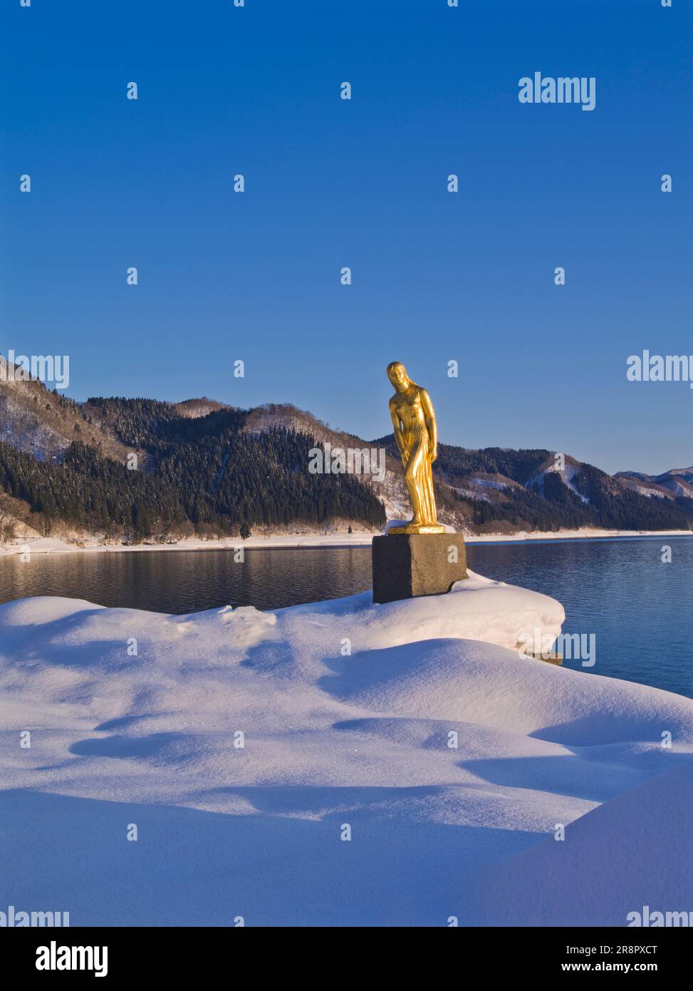 Lake Tazawa and Statue of Princess Tatsuko Stock Photo - Alamy