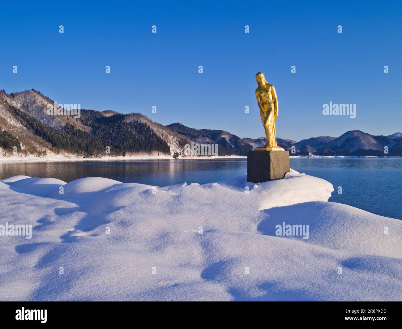 Lake Tazawa and Statue of Princess Tatsuko Stock Photo - Alamy