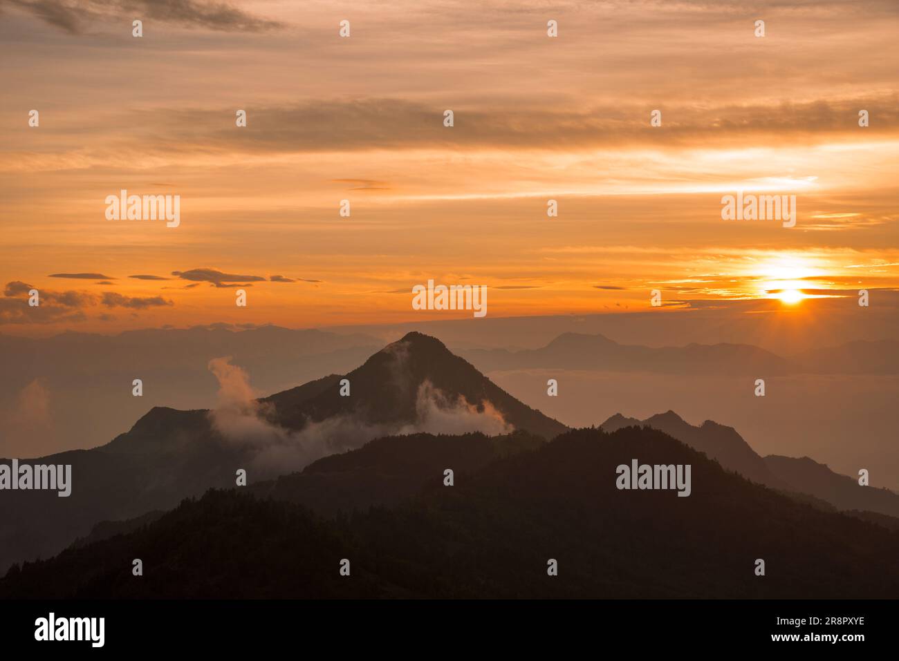 Sunset at Shiga Highlands Mount Kasa Stock Photo - Alamy