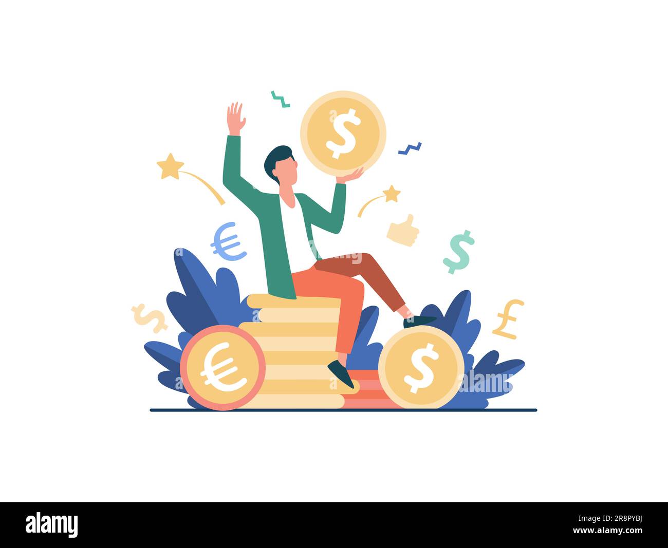 Happy businessman earning money flat vector illustration Stock Vector Image & Art - Alamy