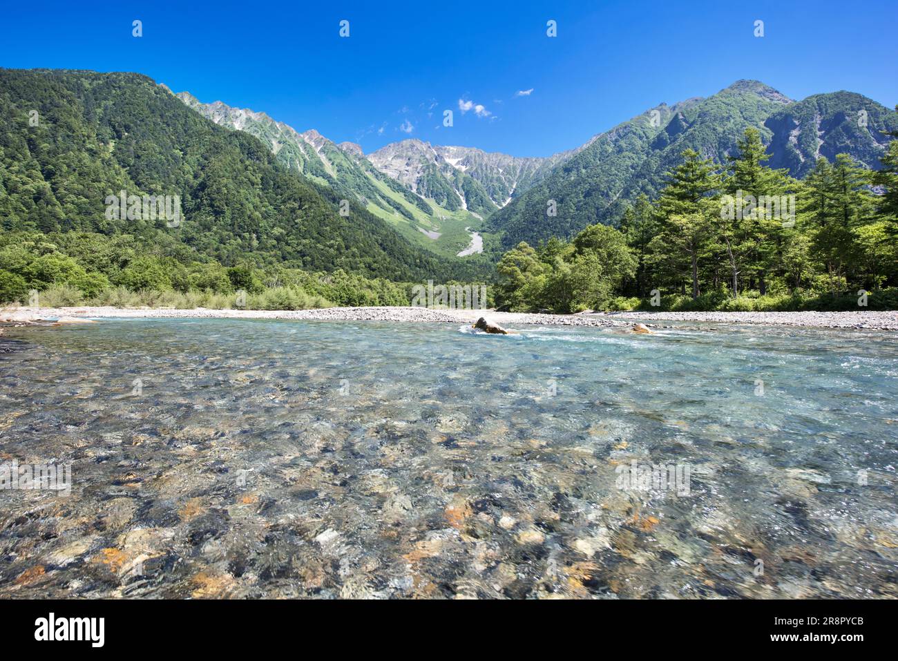 Azusagawa River?and Hotaka mountain range, Kamikochi Stock Photo - Alamy