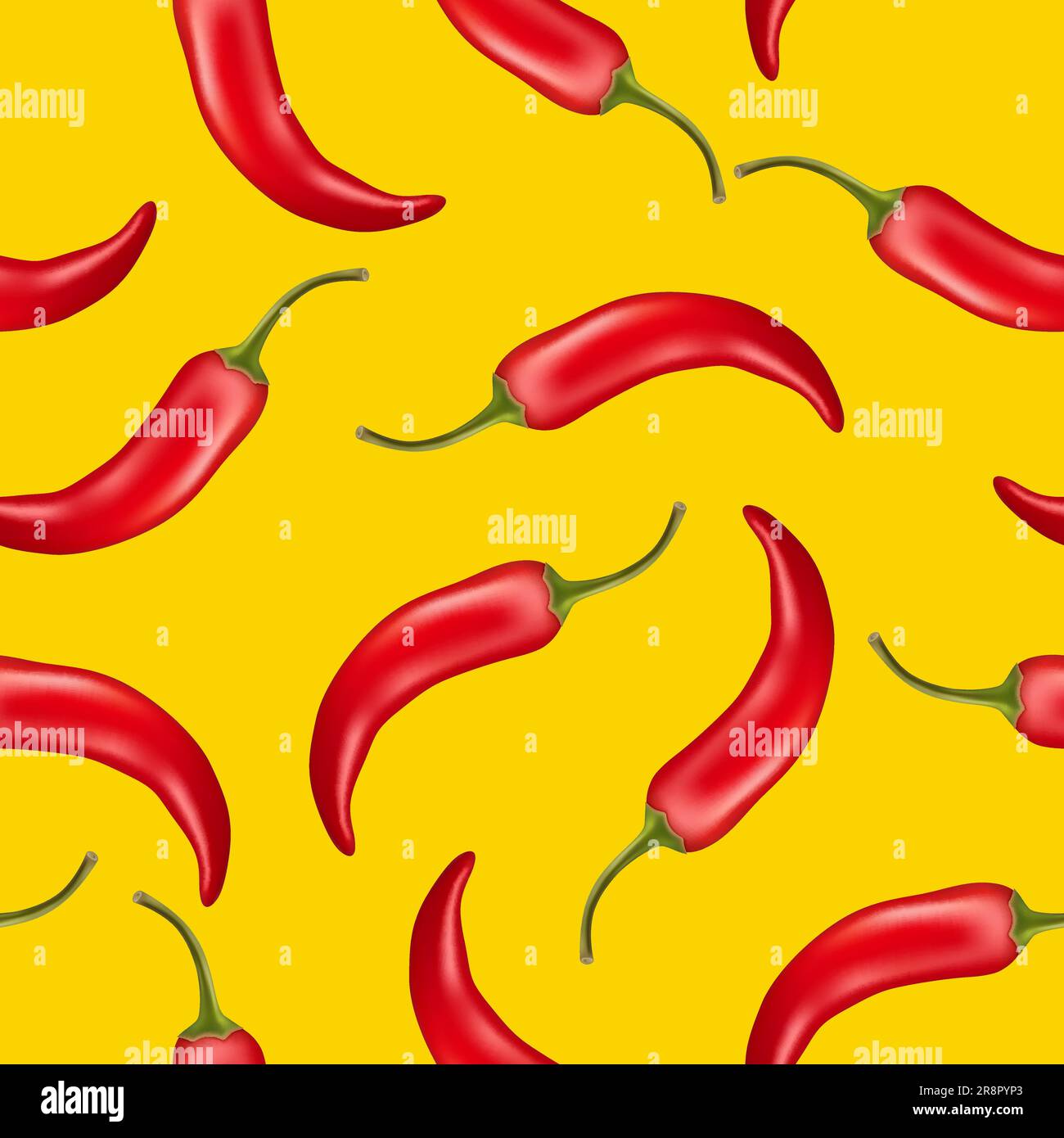 Vector Seamless Pattern with 3d Realistic Red Hot Chilli Pepper on ...