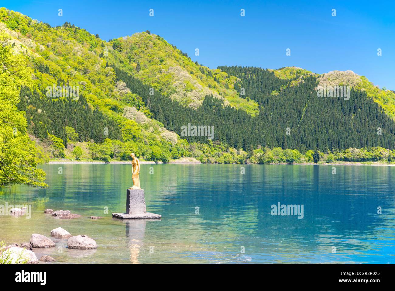 Lake Tazawa and Statue of Princess Tatsuko Stock Photo - Alamy