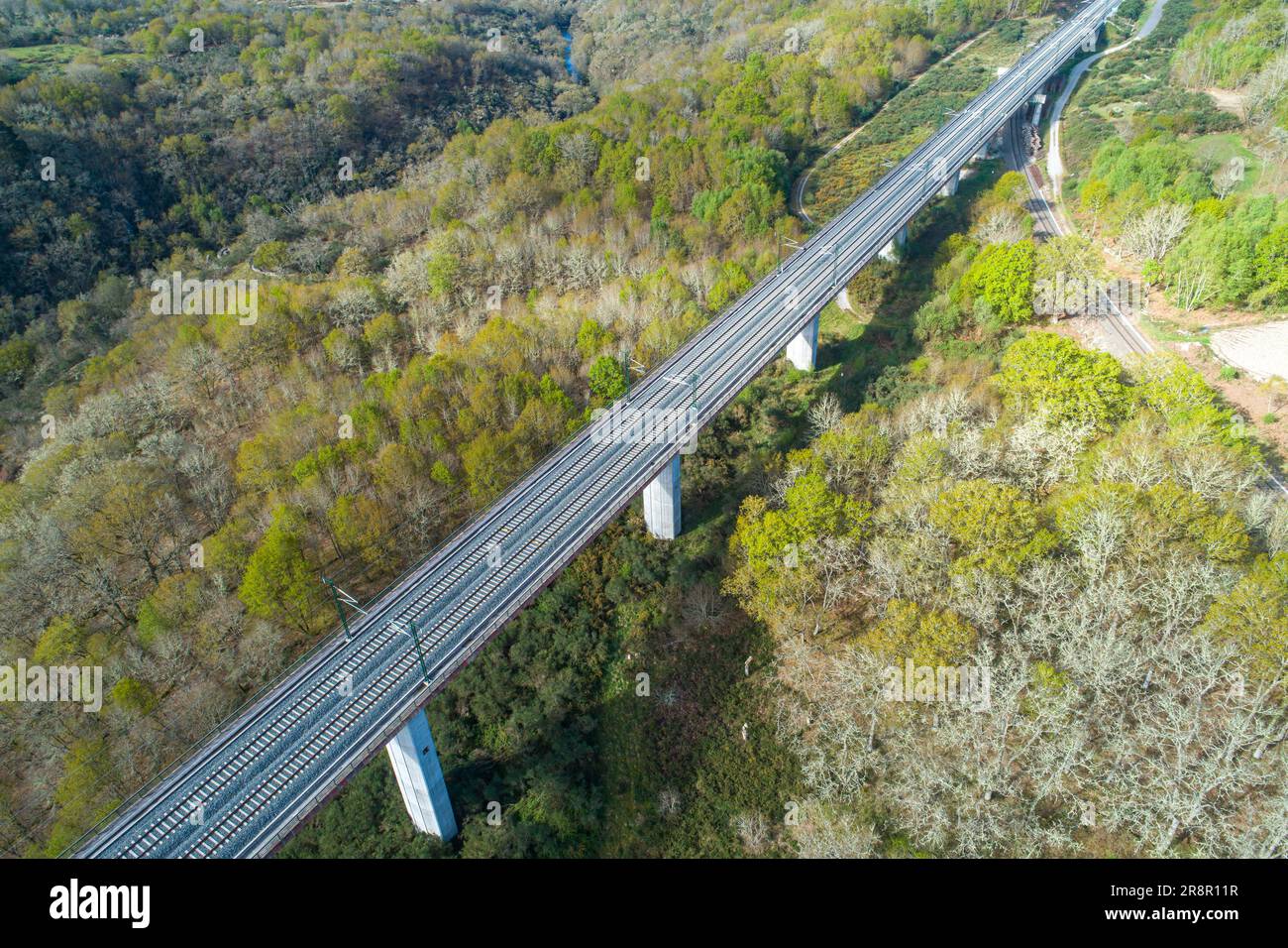 drone aerial view of a high speed train viaduct Stock Photo - Alamy