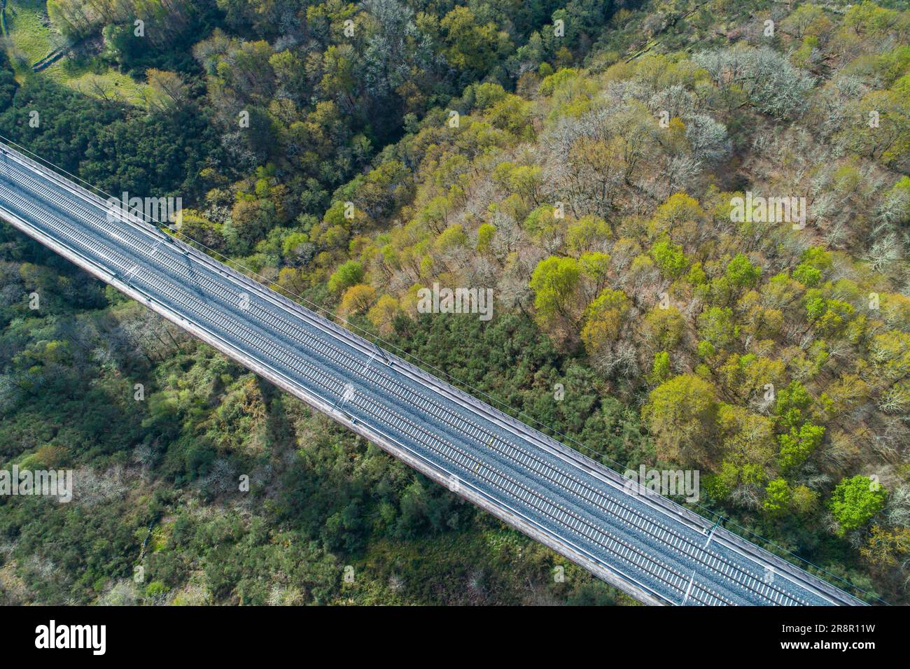 drone aerial view of a high speed railway bridge Stock Photo - Alamy