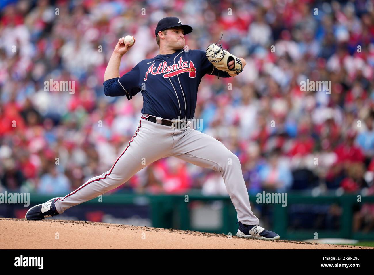 Atlanta Braves' Bryce Elder pitches during the third inning of a ...