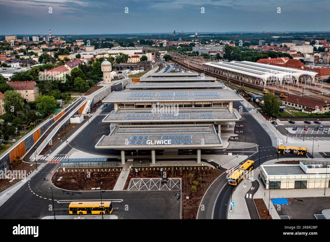 Aerial photo from a drone of the Interchange Center in Gliwice Stock ...