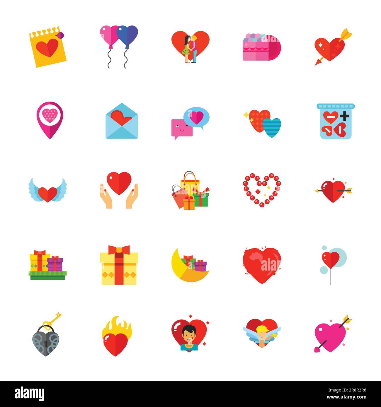 Saint Valentine symbols and love concept icon set Stock Vector Image ...
