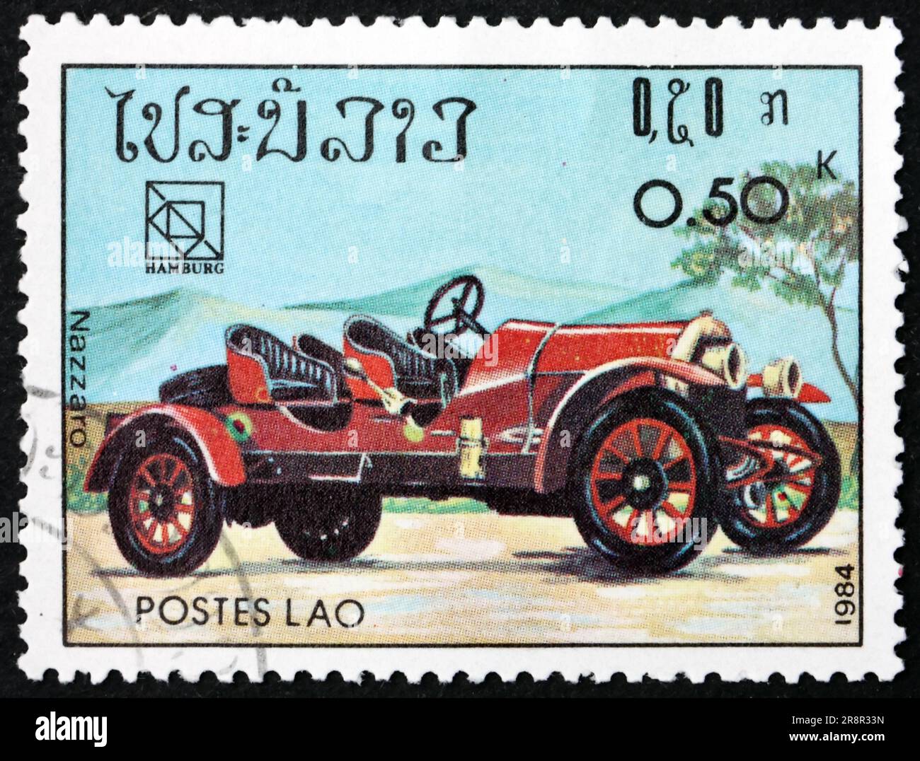 LAOS - CIRCA 1984: a stamp printed in Laos shows Nazzaro, Italian ...