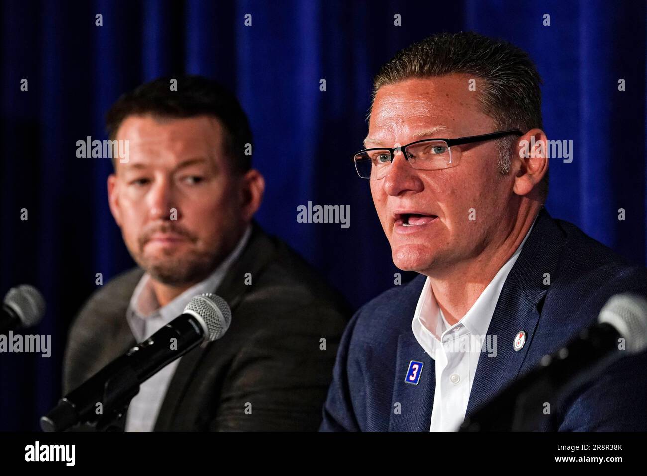 Buffalo Bills head athletic trainer Nate Breske, left, and associate ...