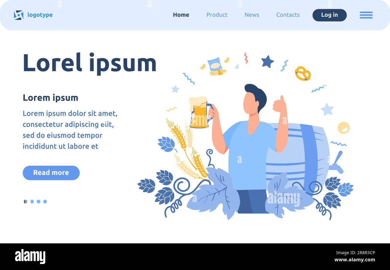 Happy man drinking cold beer with snacks Stock Vector Image & Art - Alamy