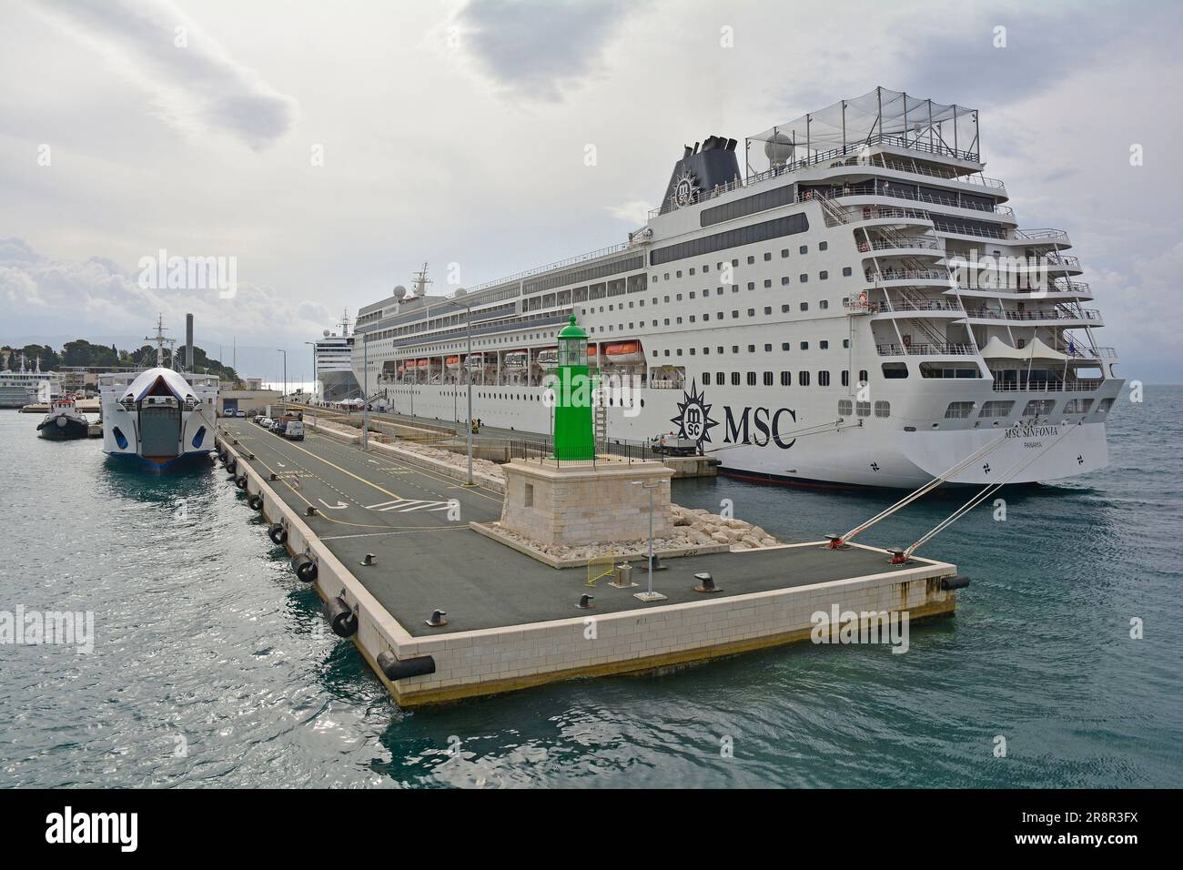 Split, Croatia - May 13th 2023. A mega cruise liner in the port of the ...