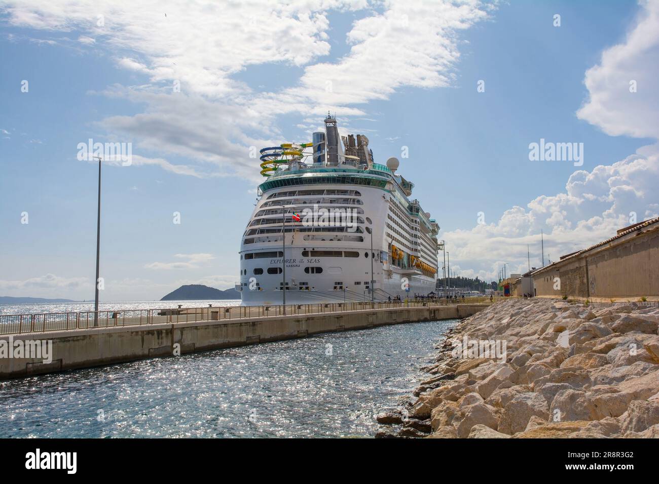 Split, Croatia - May 13th 2023. A mega cruise liner in the port of the ...