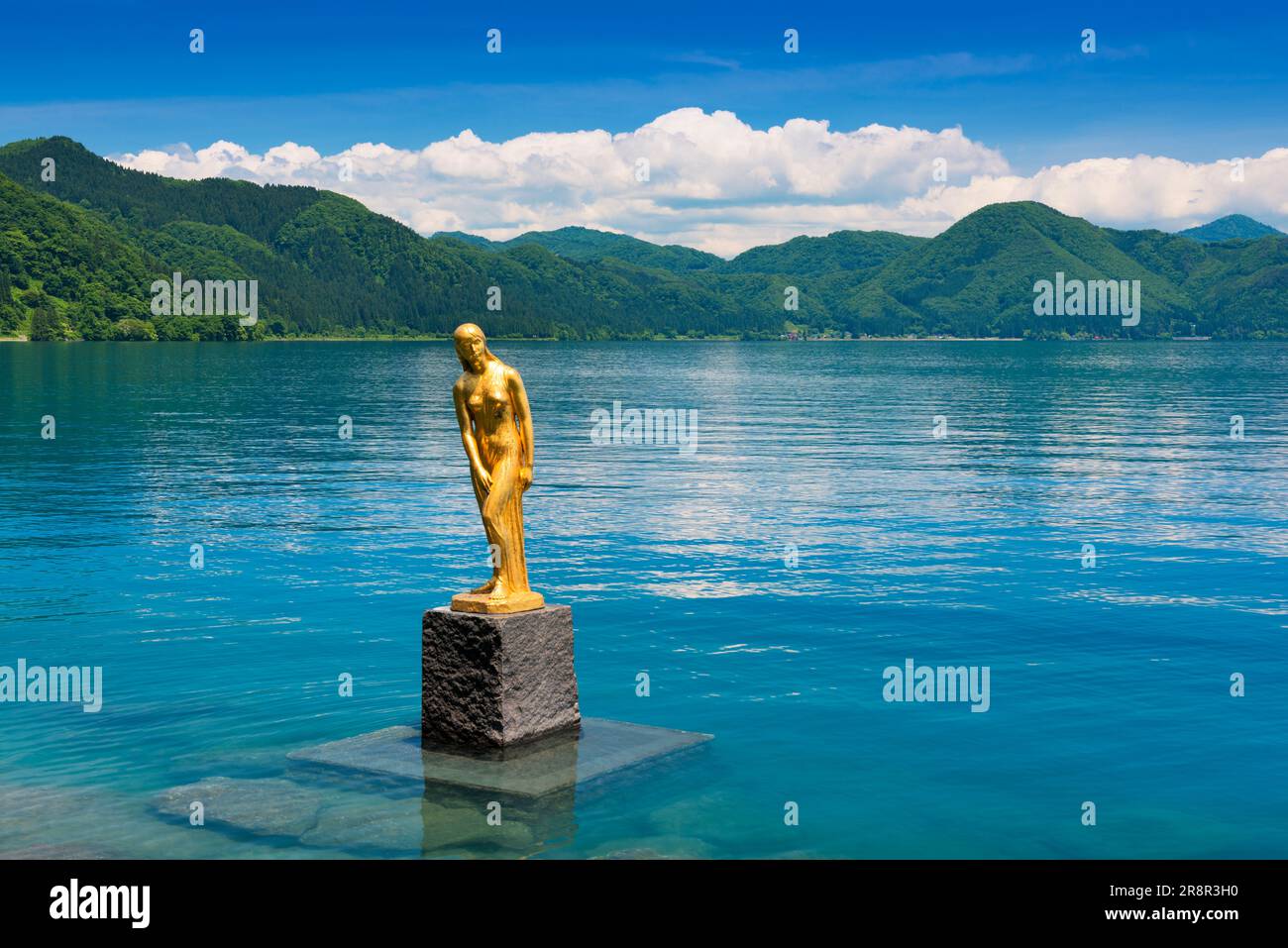 Lake Tazawa and Statue of Tatsuko Stock Photo - Alamy