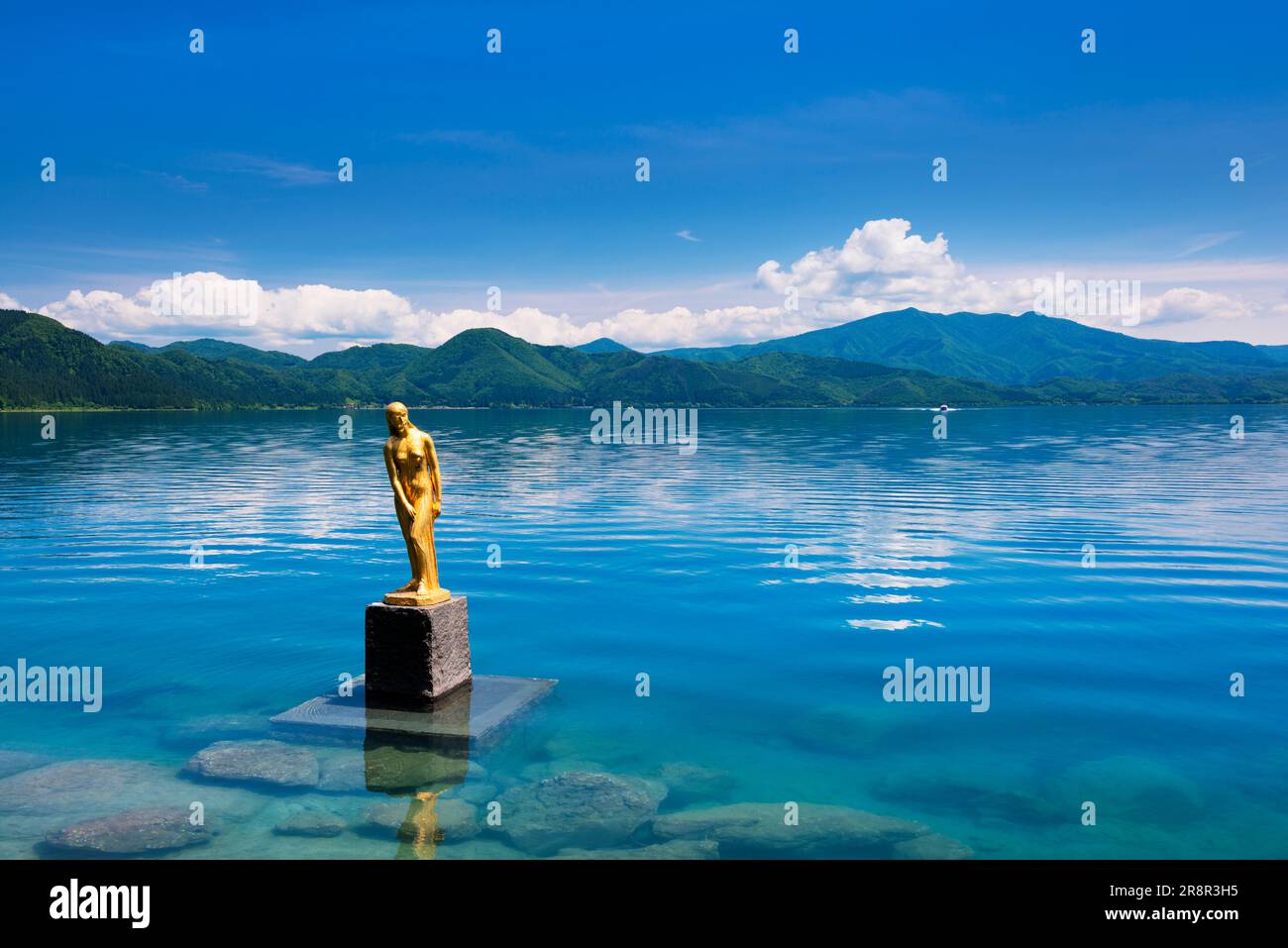 Lake Tazawa and Statue of Tatsuko Stock Photo - Alamy