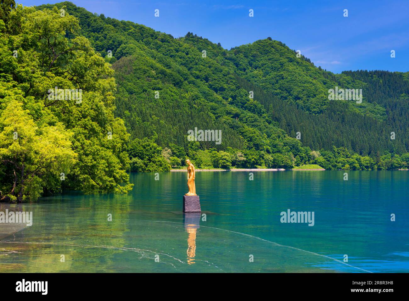 Lake Tazawa and Statue of Tatsuko Stock Photo - Alamy