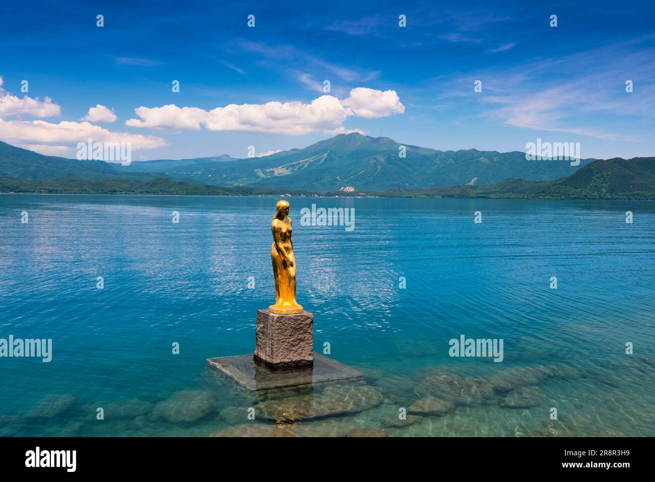 Lake Tazawa and Statue of Tatsuko Stock Photo - Alamy