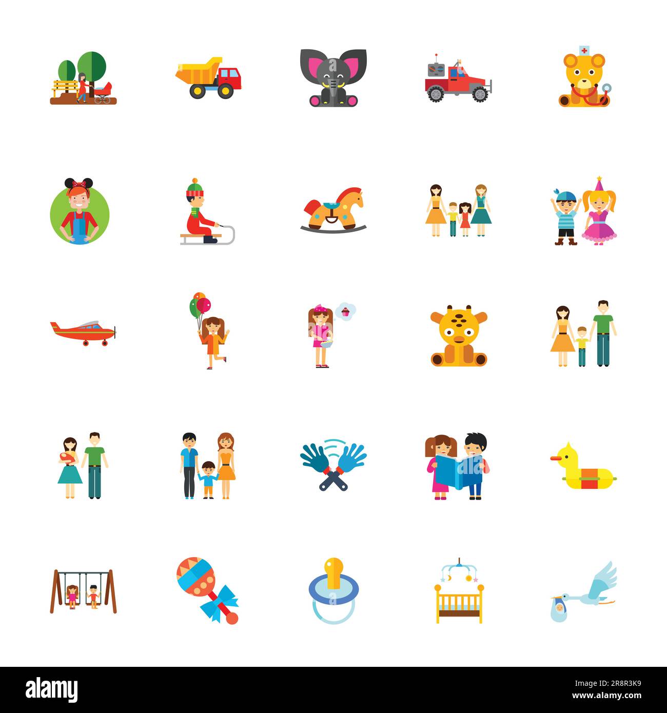Childhood symbols, toy and family icon set Stock Vector Image & Art - Alamy