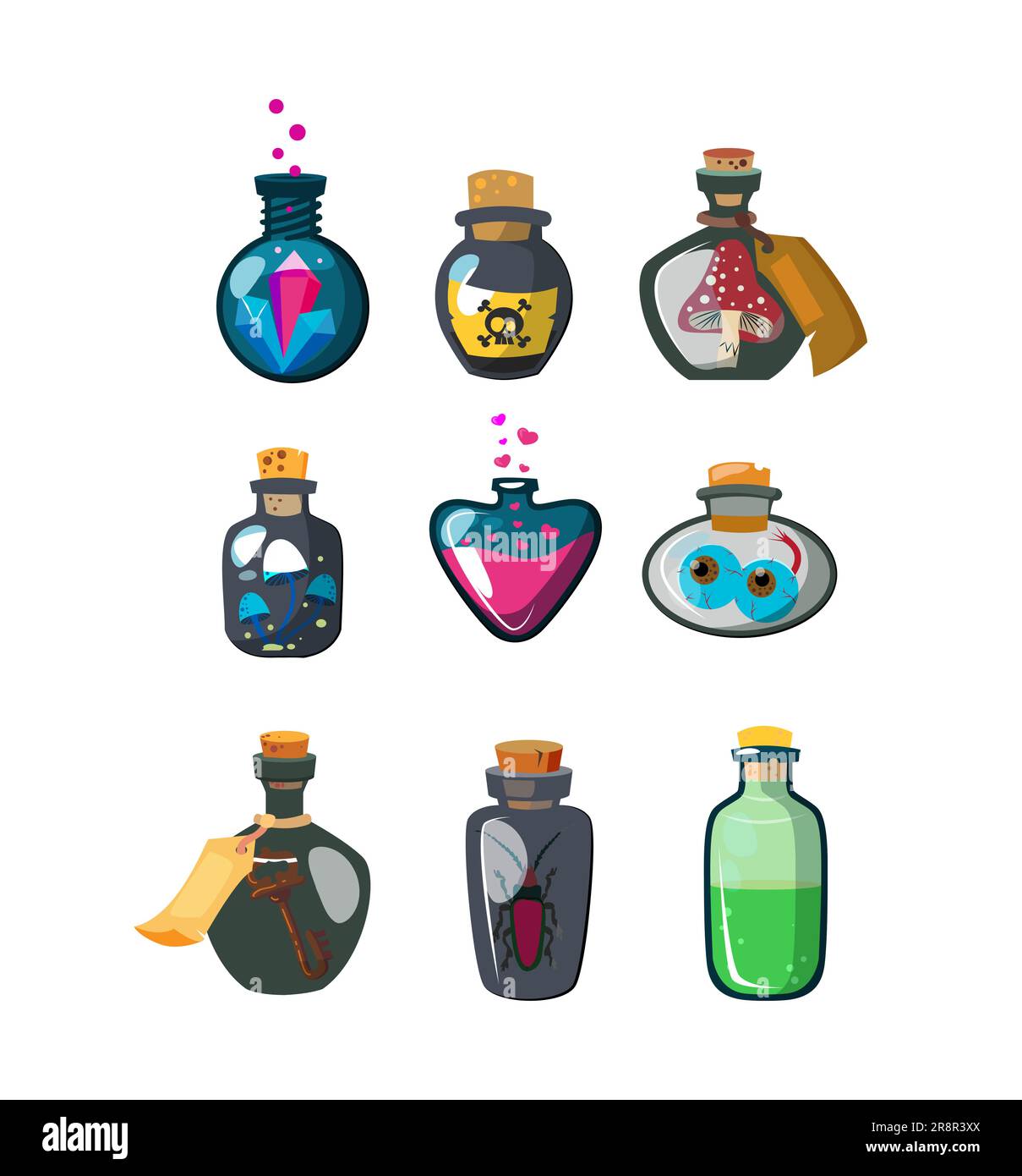 Fantasy glass bottles magic Stock Vector Images - Alamy