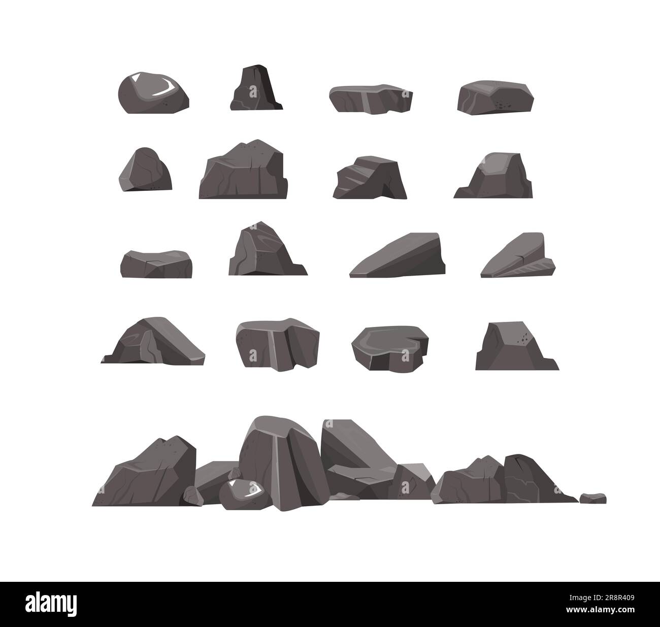 Rock stones flat icon set Stock Vector Image & Art - Alamy