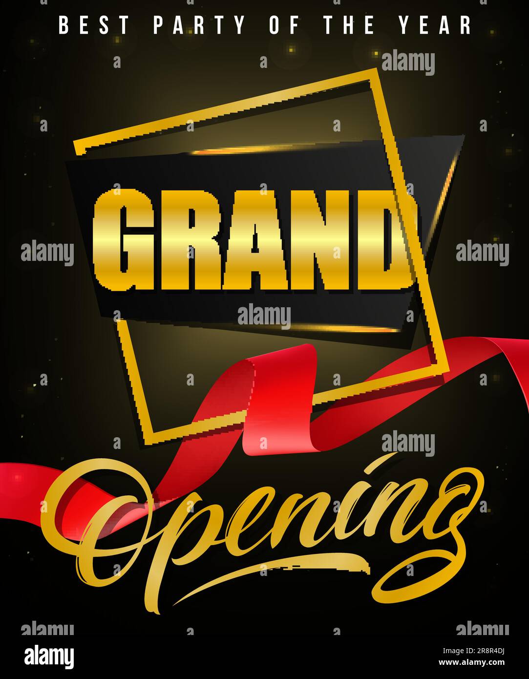 Grand opening, best party of the year festive poster design Stock ...