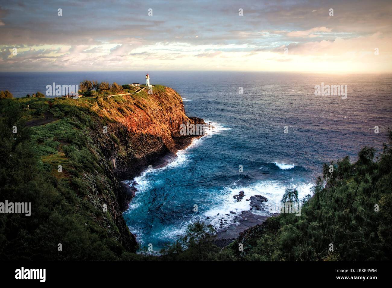 Kilaeua Lighthouse marks a rugged point on the north coast of Kauai ...