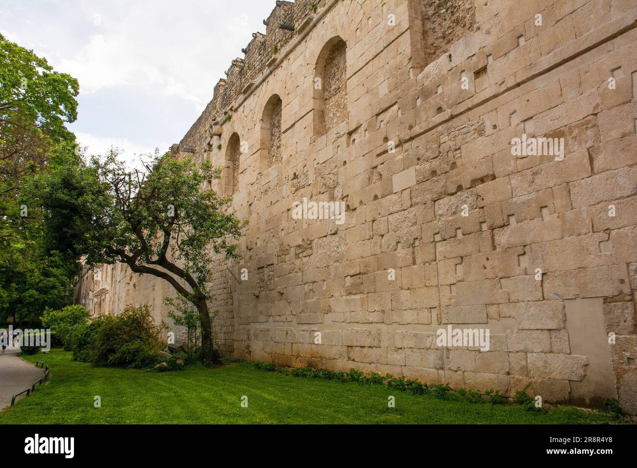 The historic city walls of Split in Croatia. Part of the Diocletian ...