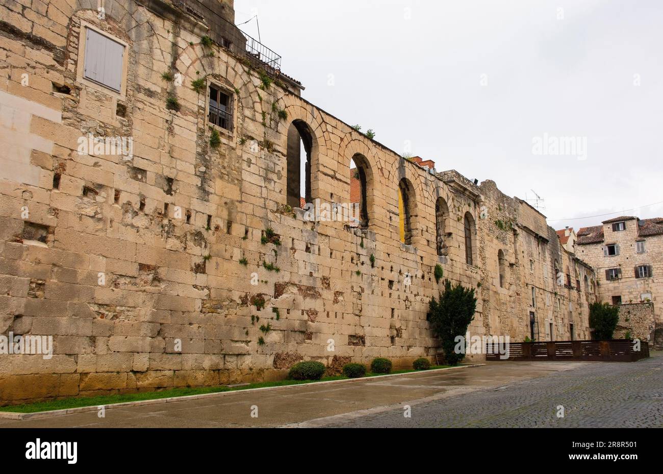 The historic city walls of Split in Croatia. Part of the Diocletian ...