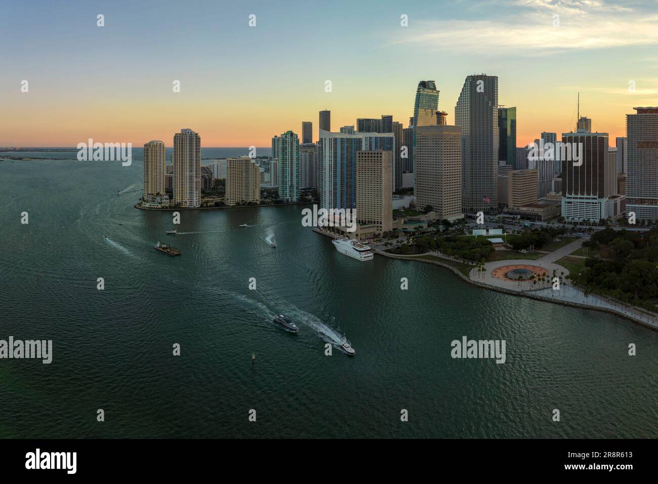 Evening urban landscape of downtown district of Miami Brickell in ...