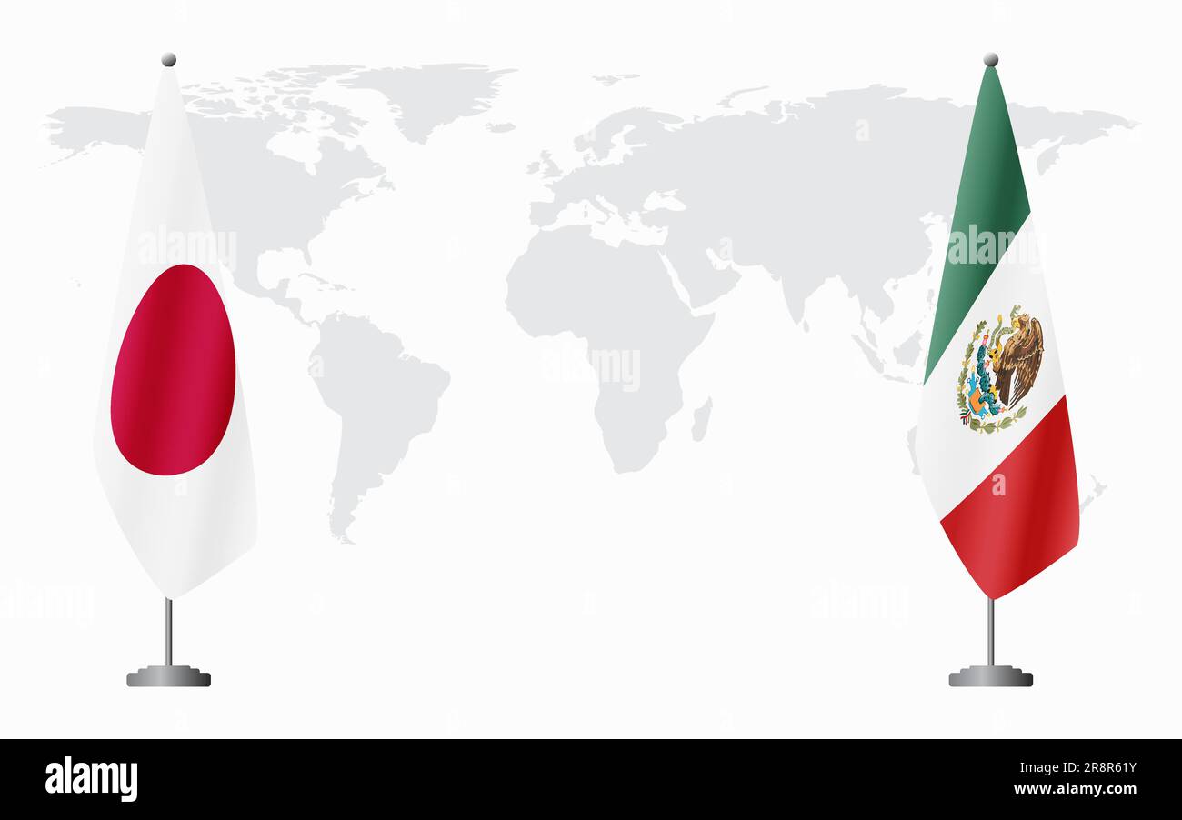 Japan and Mexico flags for official meeting against background of world ...