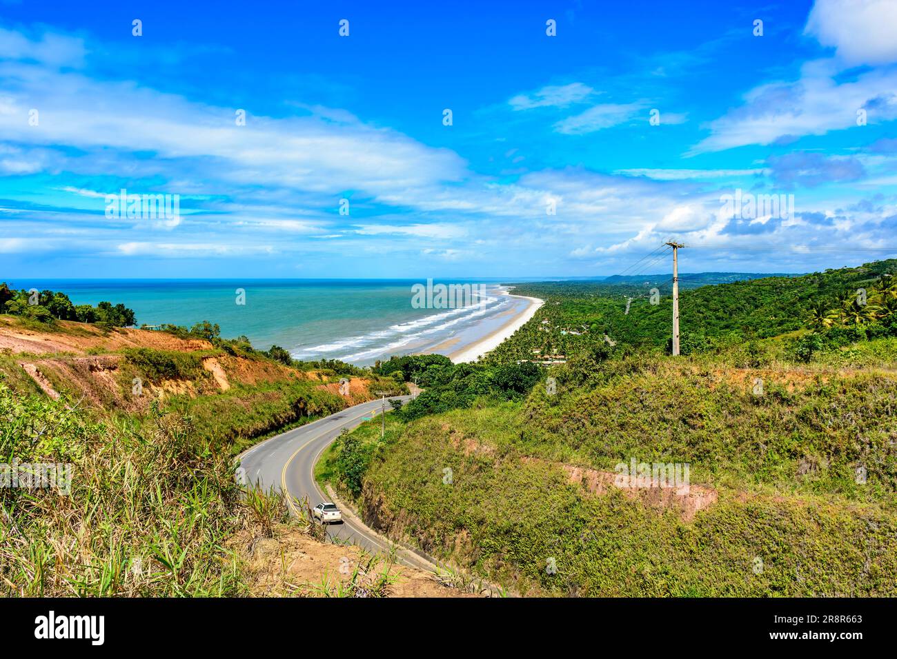 Road along the coast of the state of Bahia next to the beaches of Pe de ...
