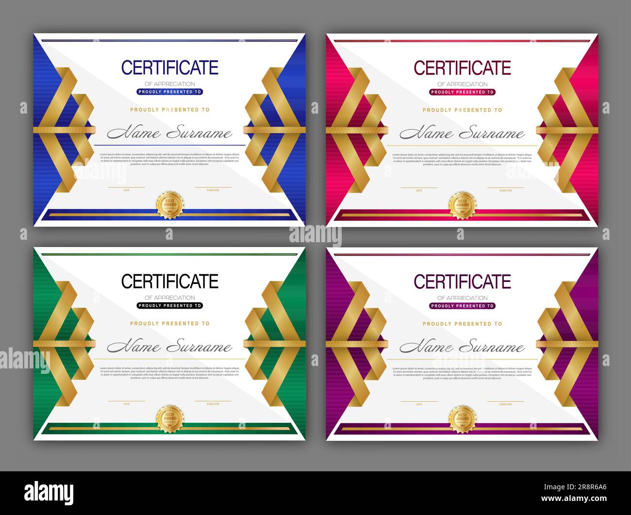 Certificate. A set of mock-ups of the certificate of recognition of ...