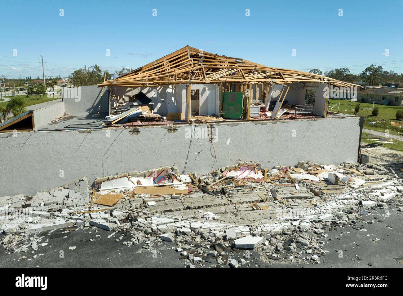 Hurricane Ian destroyed house roof and walls in Florida residential ...