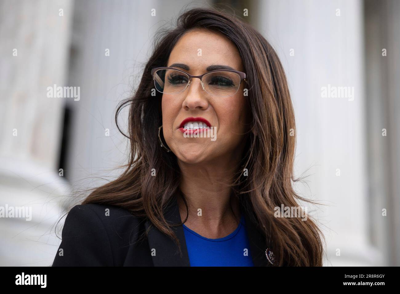 Rep. Lauren Boebert (R-Colo.) speaks with reporters outside the U.S ...