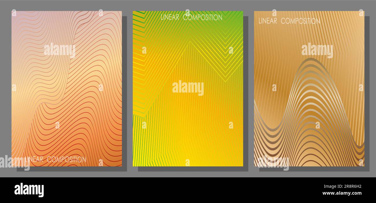 Colorful linear composition. A set of layouts for the design of banners ...