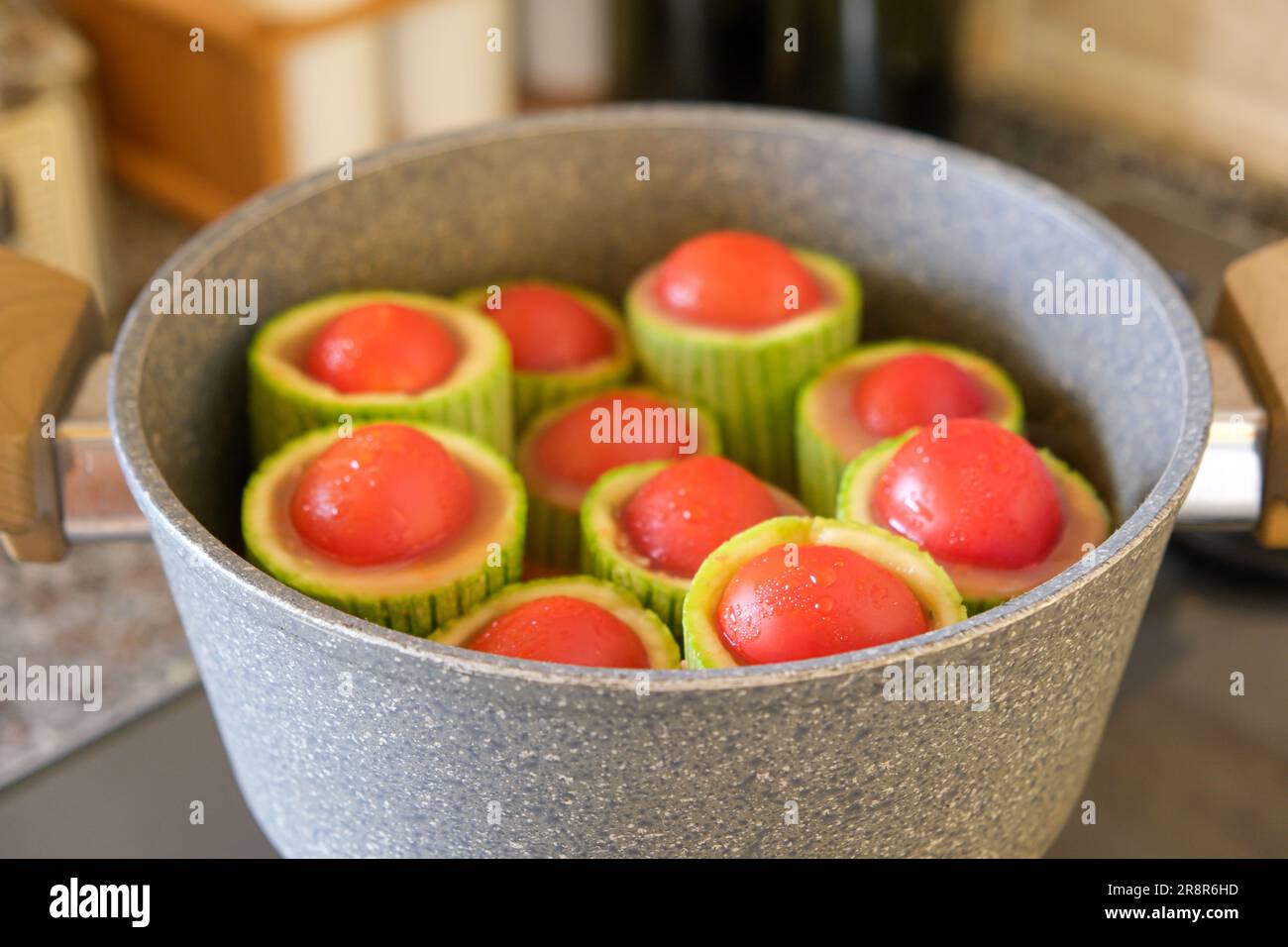 Traditional Turkish stuffed zucchini, with minced meat, rice, herb and ...