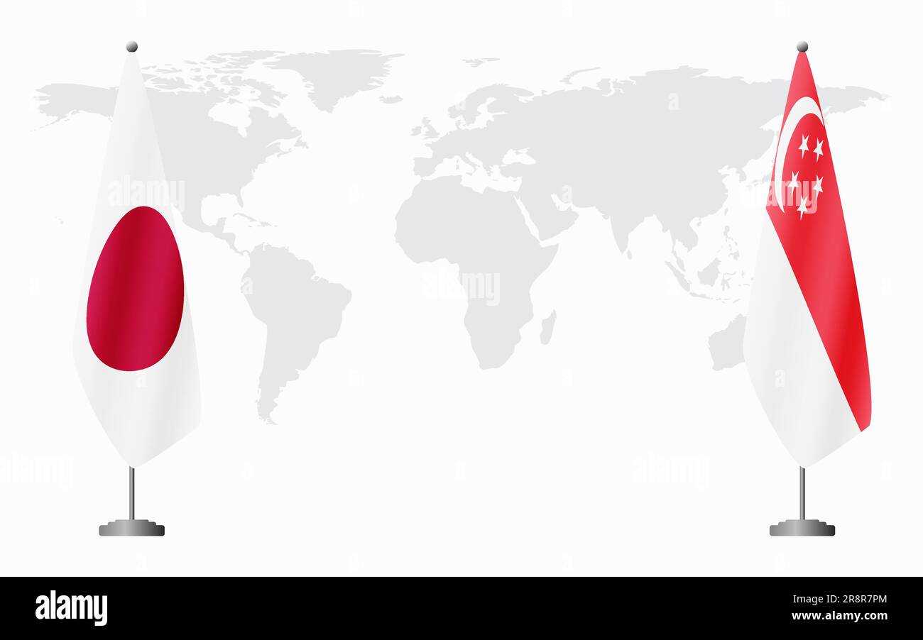 Japan and Singapore flags for official meeting against background of ...
