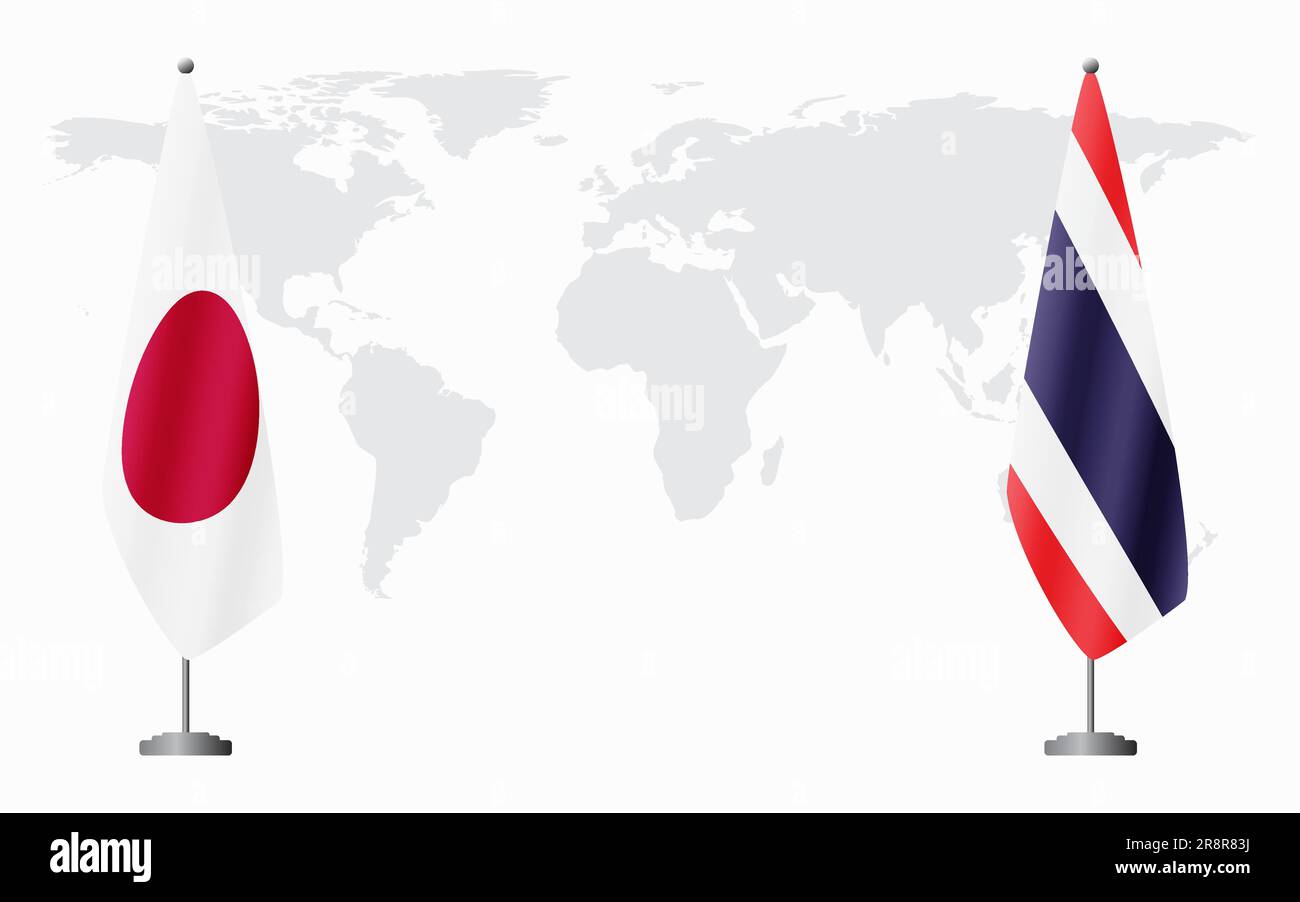 Japan and Thailand flags for official meeting against background of ...