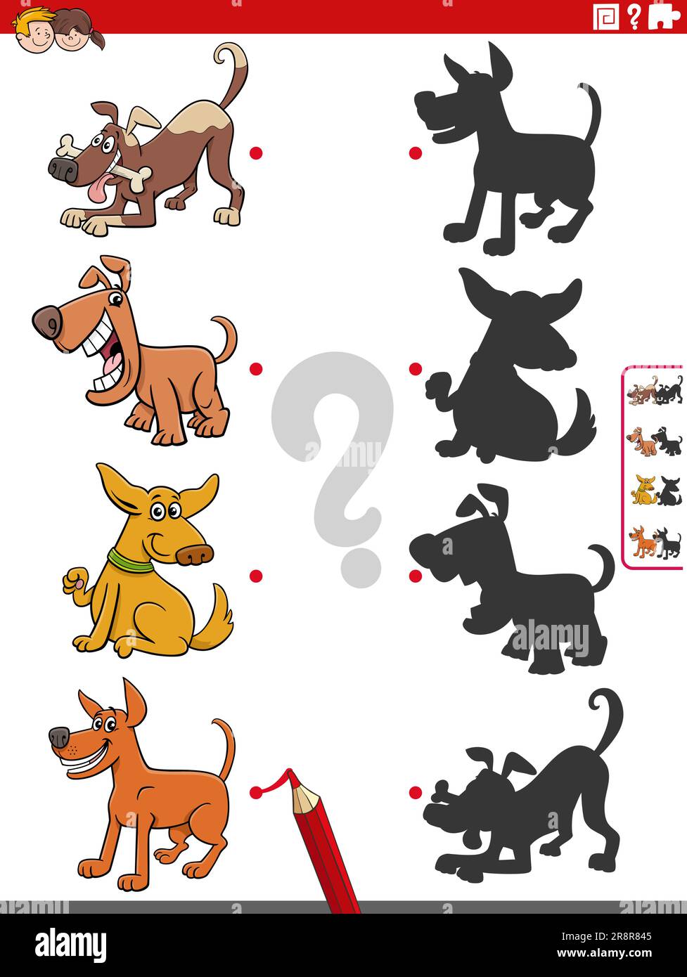 Cartoon illustration of match the right shadows with pictures ...