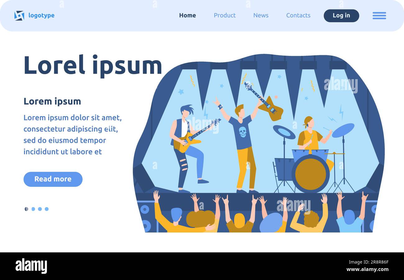 Famous rock band playing music and singing at stage Stock Vector Image ...